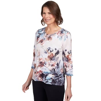 Petite Alfred Dunner Classics Asymmetric Floral Blouse - Boscov's