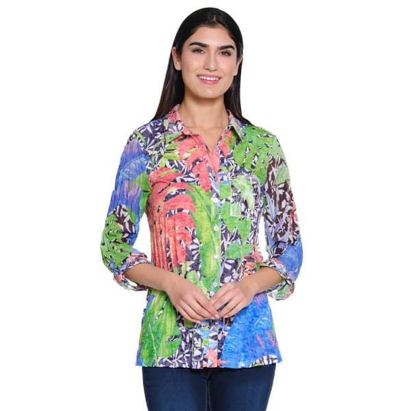 Womens Ali Miles Long Sleeve Burnout Button Down Blouse - Boscov's