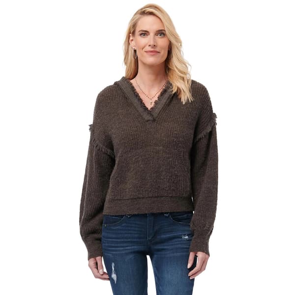 Womens Democracy Long Blouson Sleeve Sweater Hoodie with Fringe - Boscov's