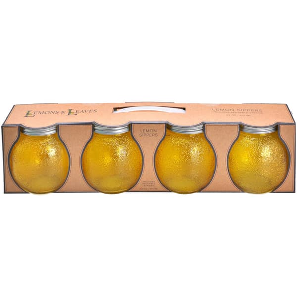 Home Essentials Lemons & Leaves Lemon Sippers - Set of 4 - Boscov's
