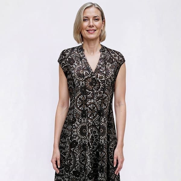 Womens Sami & Jo Short Sleeve V-Neck Medallion A-Line Dress - Boscov's