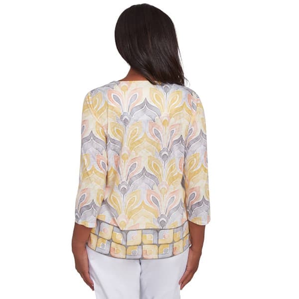 Womens Alfred Dunner Dress Code Crew Neck Geometric Tee - Boscov's