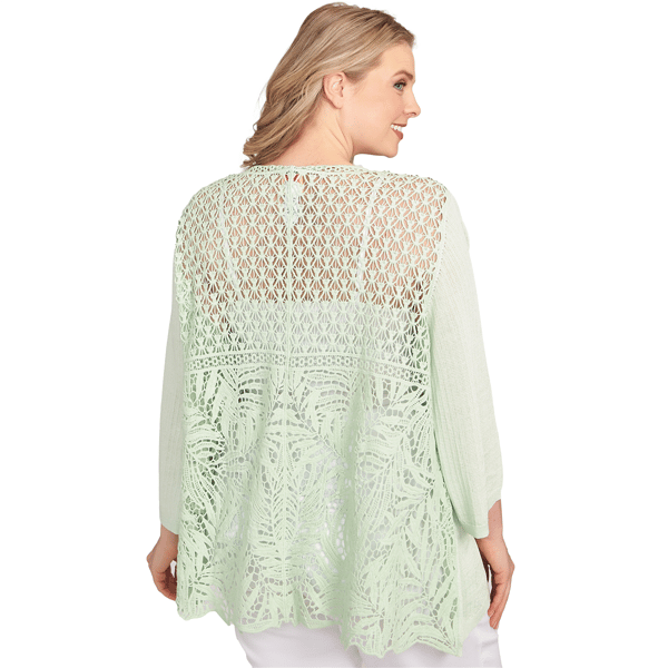 Plus Size Ruby Rd. Tropical Oasis Lace Back Duster Cardigan - Boscov's