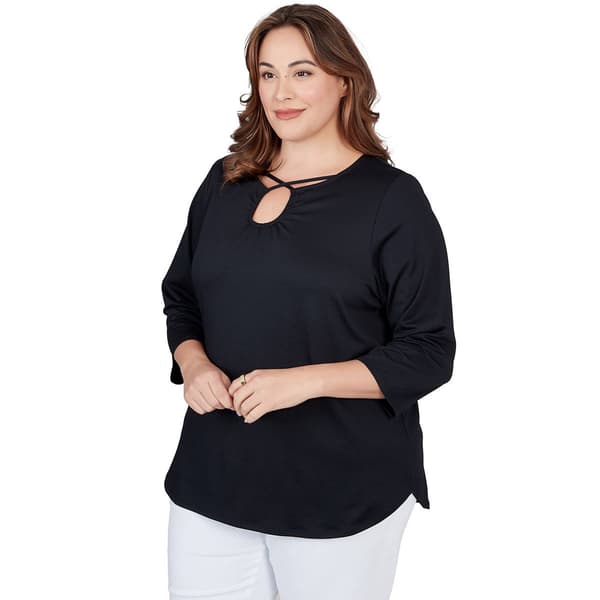 Plus Size Ruby Rd. Batik Blush 3/4 Sleeve Knit Solid Blouse - Boscov's