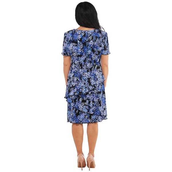 Petite Connected Apparel V-Neck Floral Bodre Shift Dress - Boscov's