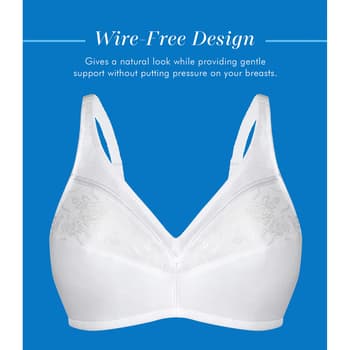 Womens Bestform Floral Trim Wire-Free Cotton Bra 5006233 - Boscov's