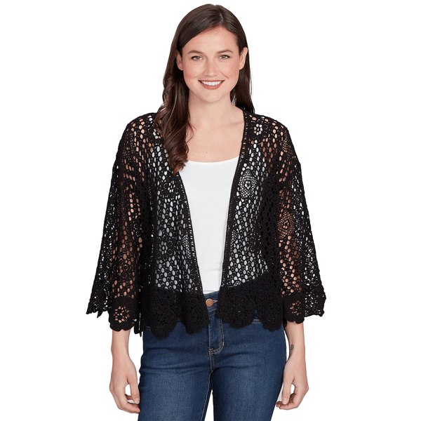 Womens Skye’s the Limit Spicy Graphic 3/4 Sleeve Lace Cardigan - Boscov's