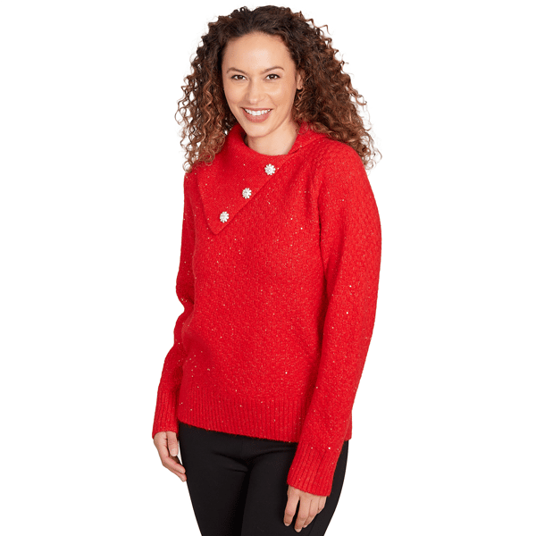 Womens Skye’s the Limit It’s A Party Snowflake Rhinestone Sweater ...
