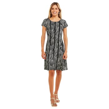 Petite Connected Apparel Short Sleeve Seam Down Leaf Shift Dress - Boscov's