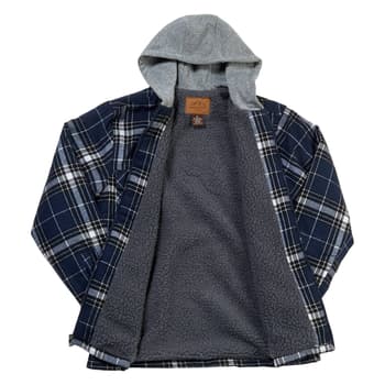 Mens Mountain Ridge® Flannel Hooded Jacket - Navy/Black - Boscov's