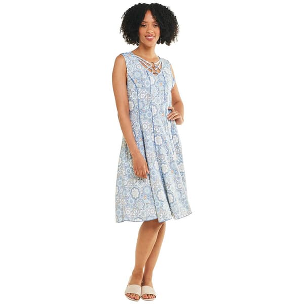 Womens Sami & Jo Strappy Ring Neck Medallion A-Line Dress - Boscov's