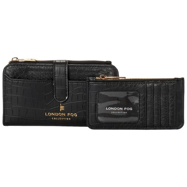 Womens London Fog Francis Croco 2 In 1 Snap Flap Wallet - Boscov's