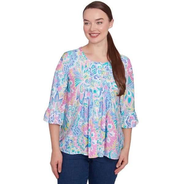 Womens Ruby Rd. Spring Oasis Woven Utopian Floral Blouse - Boscov's
