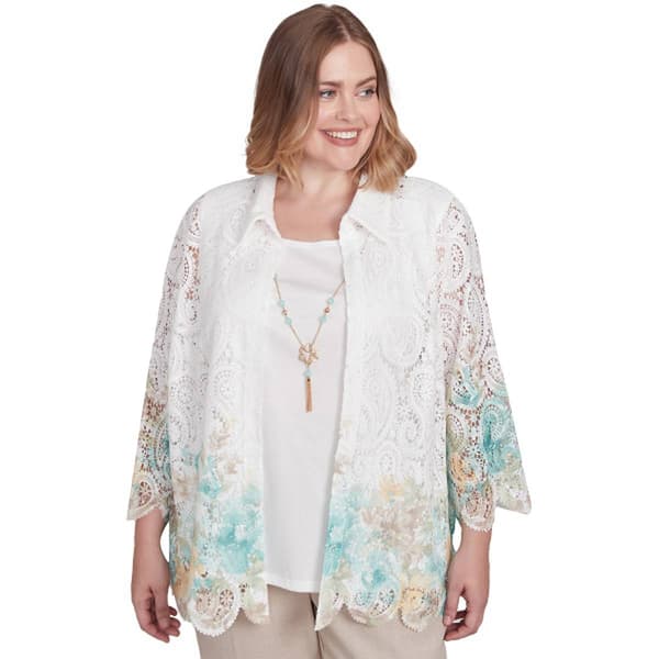 Plus Size Alfred Dunner Kensington Gardens Two in One Lace Blouse ...