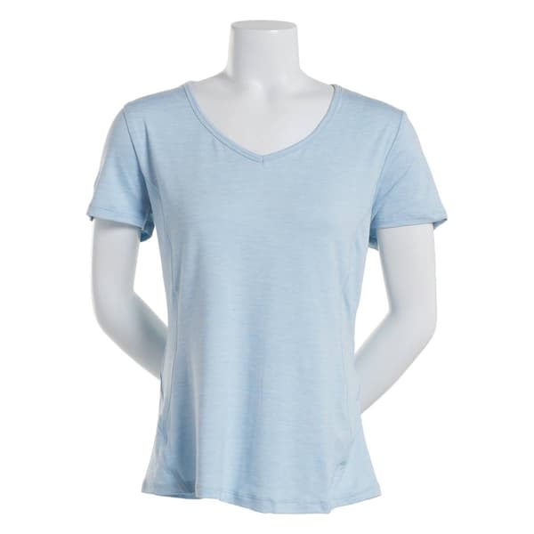 Womens RBX Space Dye Peached Short Sleeve V-Neck Tee - Blue - Boscov's