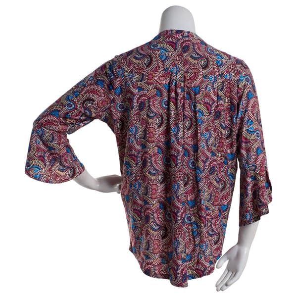 Plus Size Notations 3/4 Sleeve Jacquard Henley -Pink Candy - Boscov's