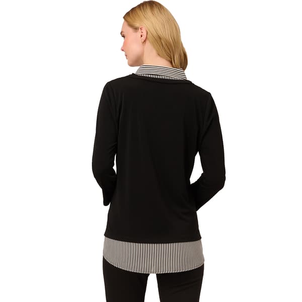 Womens Adrianna Papell 3/4 Sleeve V-Neck Stripe Collar 2Fer - Boscov's