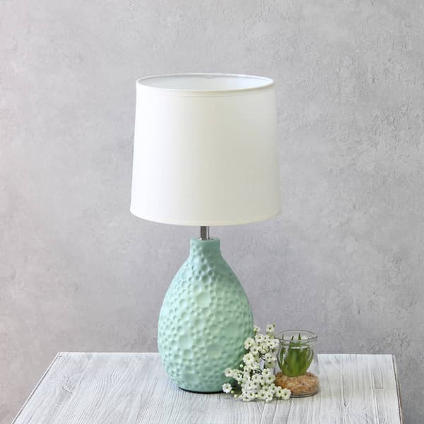 Simple Designs Textured Stucco Ceramic Oval Table Lamp - Boscov's