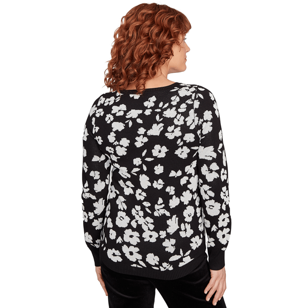 Womens Emaline Deerfield Long Sleeve Floral Round Neck Sweater - Boscov's