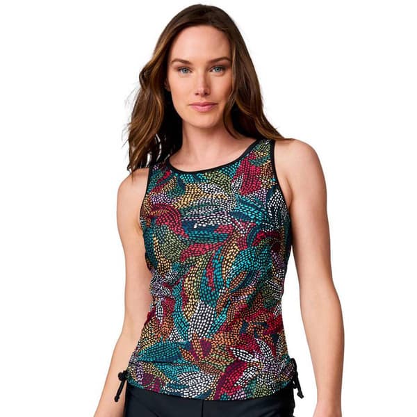 Plus Size Free Country Leaf Full Side Shirring Tankini Swim Top - Boscov's