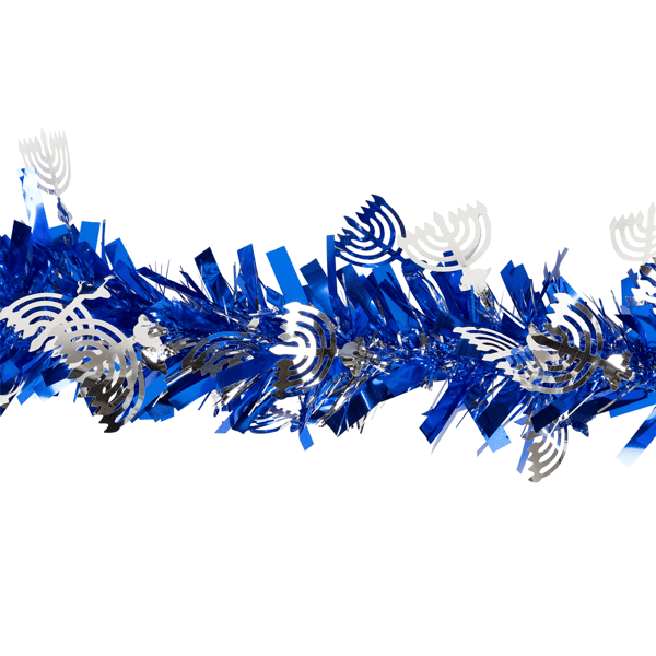 Northlight 50ft. Blue & Silver Menorah Hanukkah Tinsel Garland - Boscov's