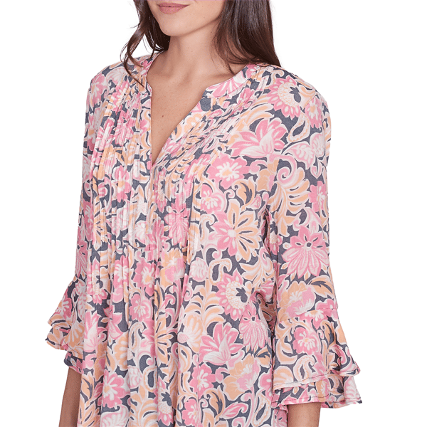 Petite Ruby Rd. Color Crush Garden Floral Ruffle Sleeve Blouse - Boscov's