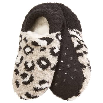 Womens Capelli New York Leopard Cozy Knit Pull On Slipper Socks - Boscov's