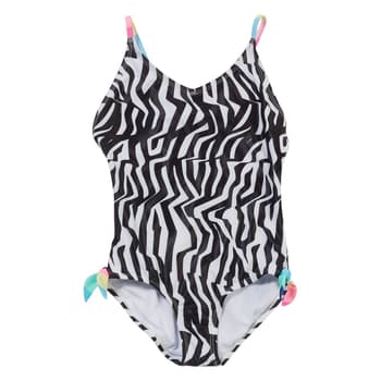 Girls (7-16) Shelloha Optic Zebra One Piece Strappy Back Swimsuit ...