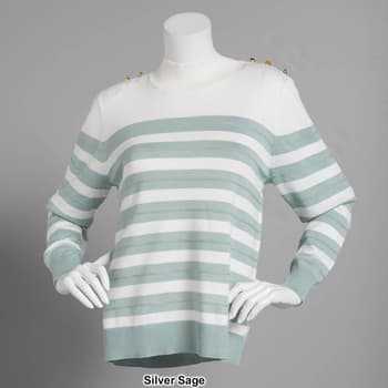 Womens Retrology Long Sleeve Stripe Mock Neck Sweater - Boscov's