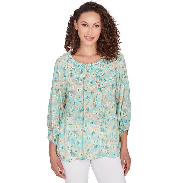 Petite Skye’s The Limit Soft Side Floral 3/4 Sleeve Blouse - Boscov's