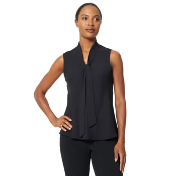 Petite Kasper Sleeveless Tie Front Solid Blouse - Boscov's