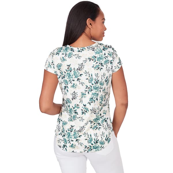 Womens Emaline Patras Cap Sleeve Flroal Blouse - Boscov's