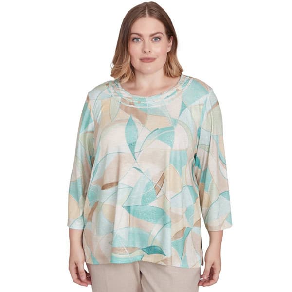 Plus Size Alfred Dunner Kensington Gardens Stain Glass Blouse - Boscov's