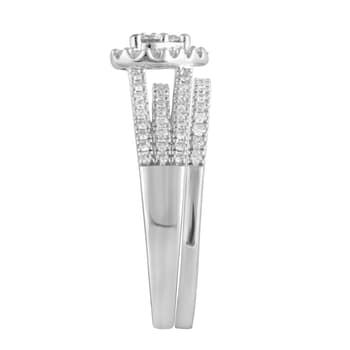 Nova Star® Sterling Silver Lab Grown Diamond Halo Engagement Ring ...