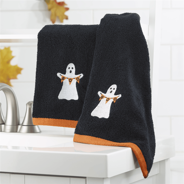 Avanti Ghost Boo Halloween 2pk. Embroidered Hand Towels - Boscov's