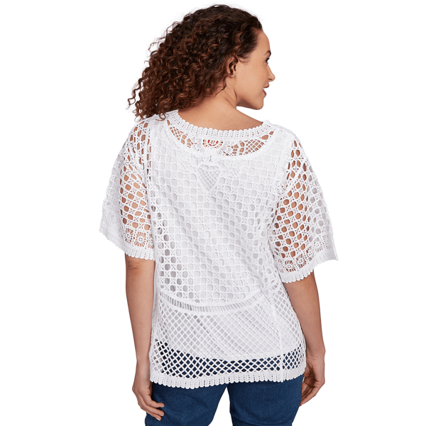 Womens Ruby Rd. Tinted Tides Floral Block Crochet Lace Blouse - Boscov's