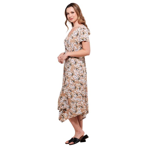 Petite Perceptions Short Sleeve Floral Side Knot Wrap Dress - Boscov's