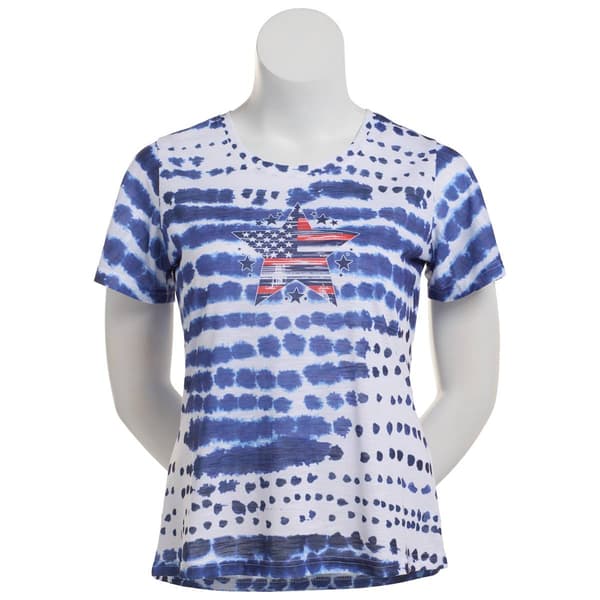 Womens New Direction Short Sleeve Star Flag Knit Tee - Boscov's