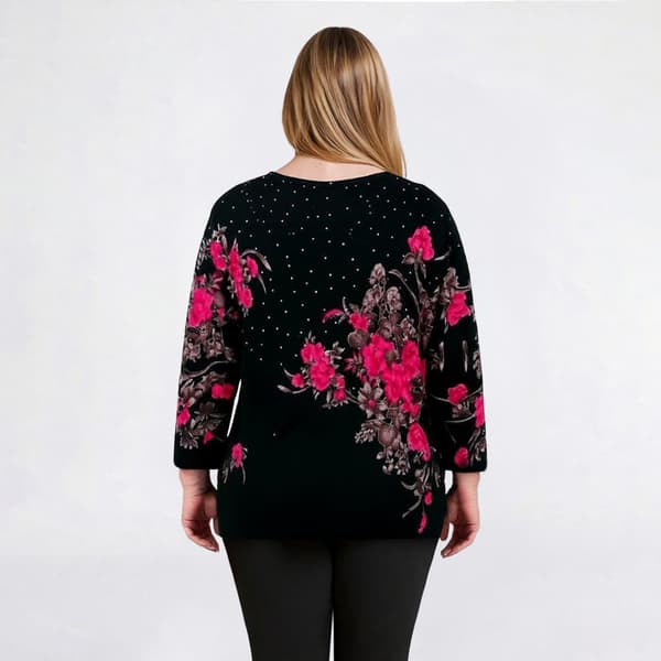 Plus Size Emily Daniels Asymmetric Rhinestone Yoke Sweater - Boscov's