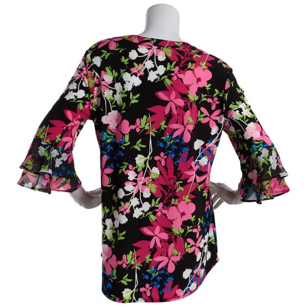 Womens Kasper 3/4 Flutter Sleeve Split Neck Blouse - Boscov's