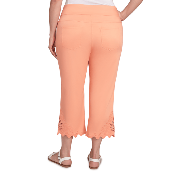 Plus Size Ruby Rd. Tropical Oasis Pull On Soft Denim Lace Capri - Boscov's