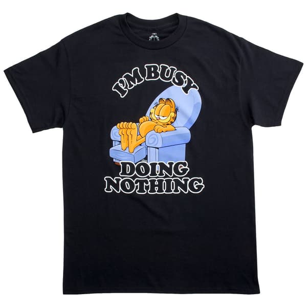 Young Mens Garfield Busy Doing Nothing Short Sleeve Graphic Tee - Boscov's