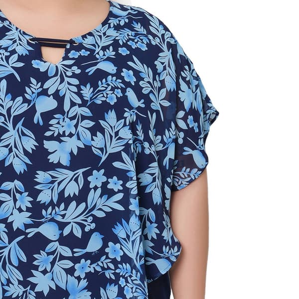 Plus Size NY Collection Split Neck Floral Poncho Tank Top - Boscov's