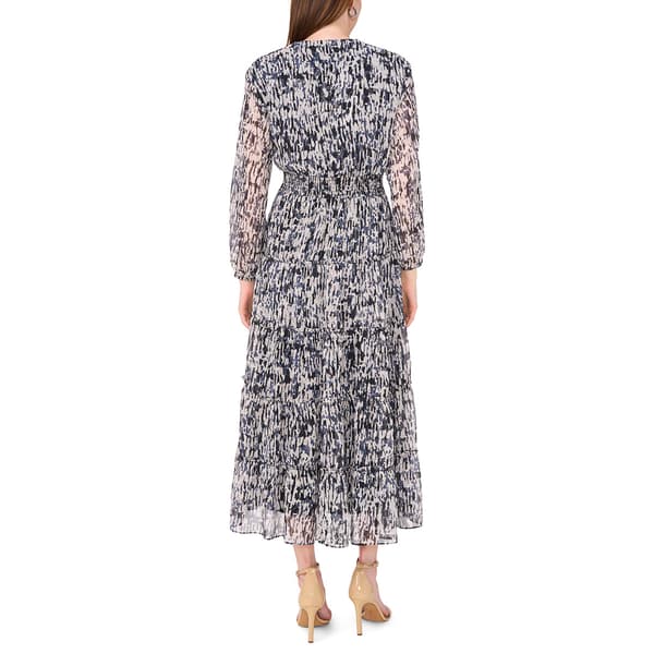 Womens MSK Long Sleeve Tiered Abstract Midi Dress - Boscov's