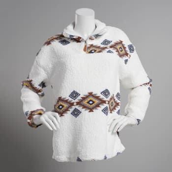 Juniors Poof! Aztec Quarter Zip Fleece Pullover Jacket - Boscov's