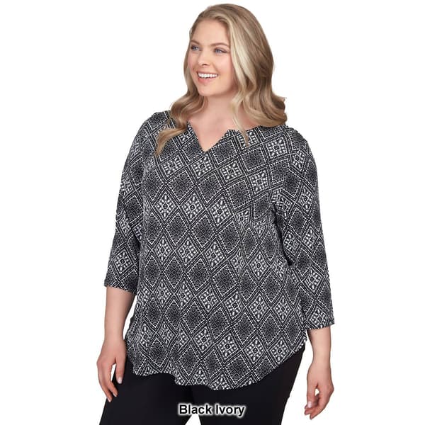Plus Size Ruby Rd. Must Haves II Diamond Puff Draped Blouse - Boscov's