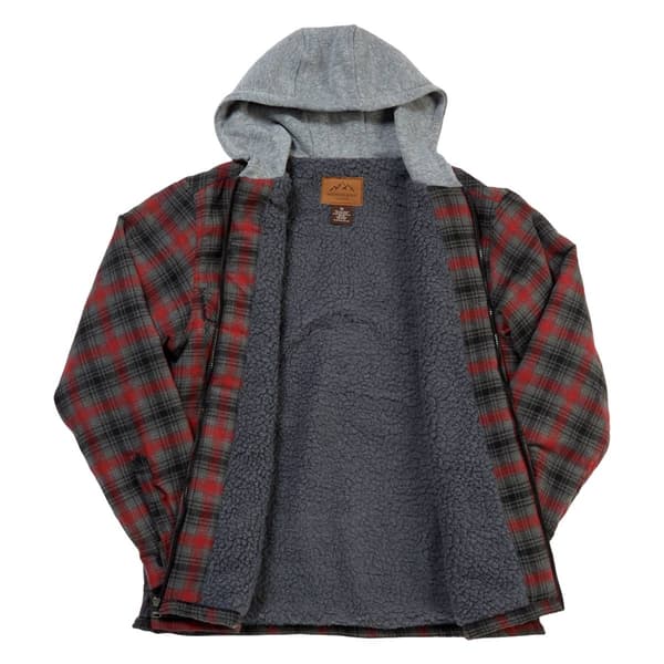 Mens Mountain Ridge® Flannel Hooded Jacket - Burgundy - Boscov's