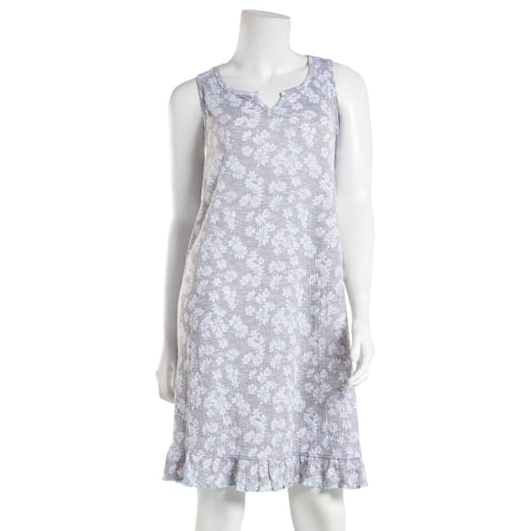 Womens Rene Rofe Knit Daisy Tank Nightshirt w/Ruffle Hem - Boscov's