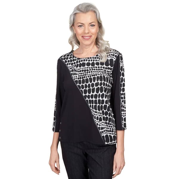 Womens Alfred Dunner World Traveler Spliced Animal Knit Tee - Boscov's