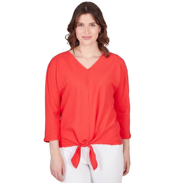 Womens Ruby Rd. Tropical Splash V-Neck Knit Pucker Tie Blouse - Boscov's